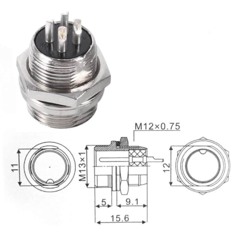 CC4PJM12 Circular Connector 4 Pin Microphone/Audio M-Jack Connector M12 ...